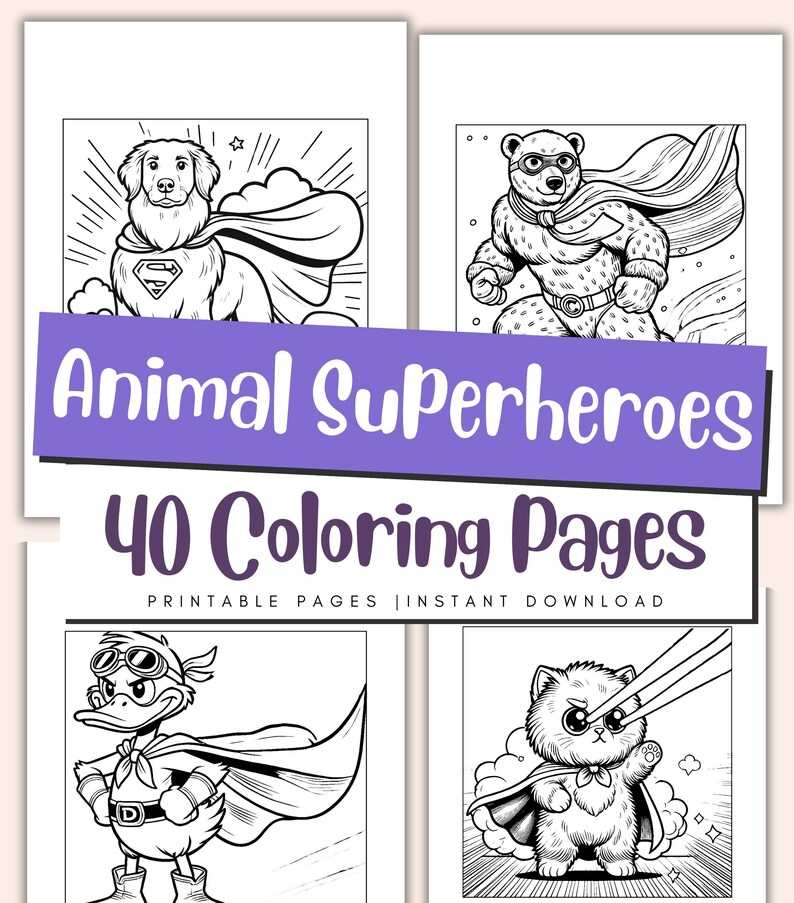 Animal Superheroes Coloring Pages for Kids, Cute Baby Animals, Cute ...