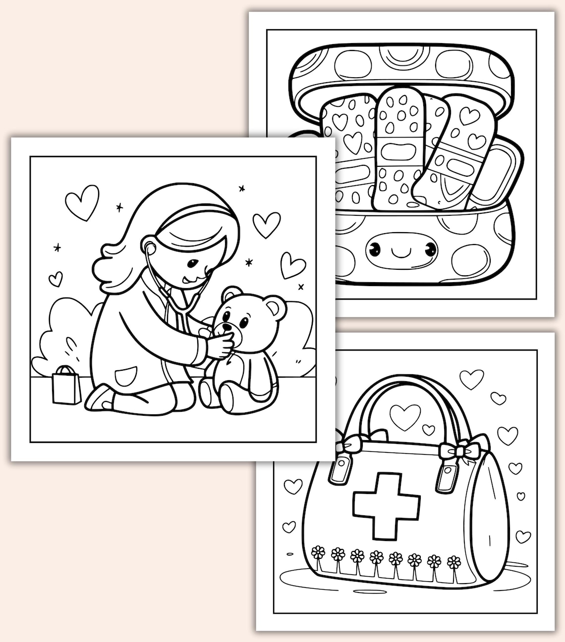 Cute & Easy Medical Coloring Pages for Kids, Nurse Coloring Book ...