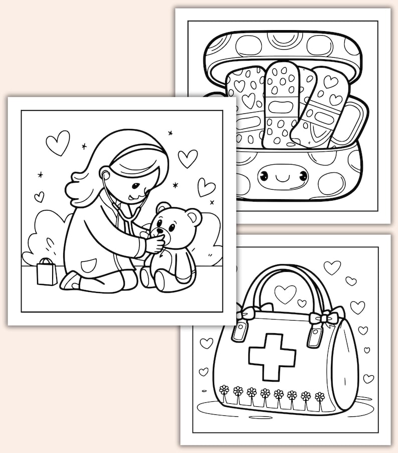 Cute & Easy Medical Coloring Pages for Kids, Nurse Coloring Book ...