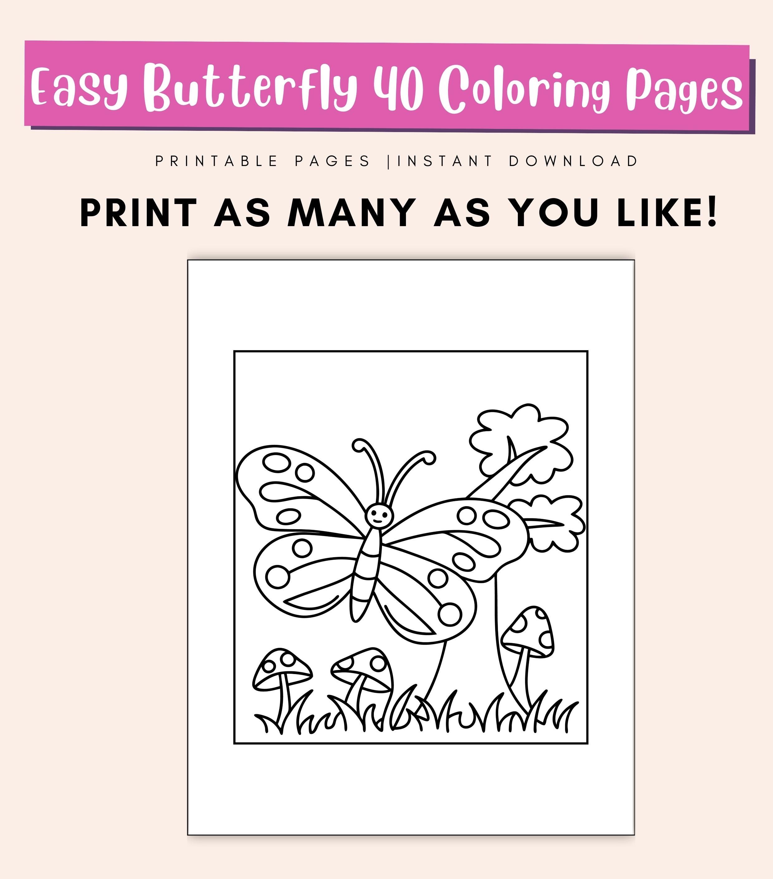 Easy Butterfly Coloring Pages for Kids, Printables Toddler Butterflies ...