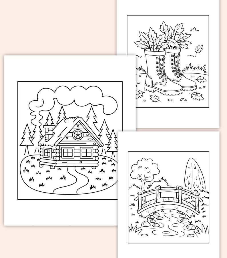 Autumn Farm Coloring Pages for Kids: Fall Harvest, Pumpkins, Barn ...