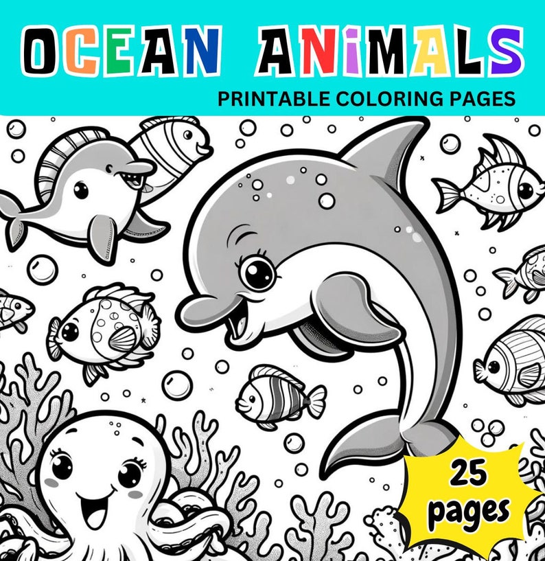 Easy Ocean Animals Coloring Pages, Sea Creatures, Printable Coloring ...