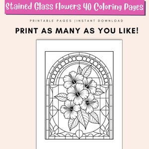 Stained Glass Flower Coloring Pages for Adults & Kids – Unique Floral ...