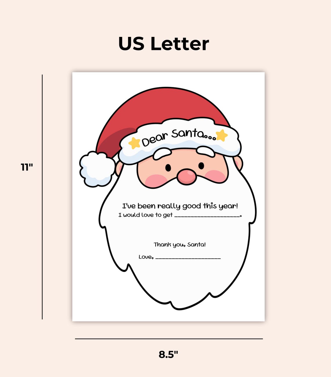 Dear Santa Letter Printable – Christmas Wish List Coloring Page for ...