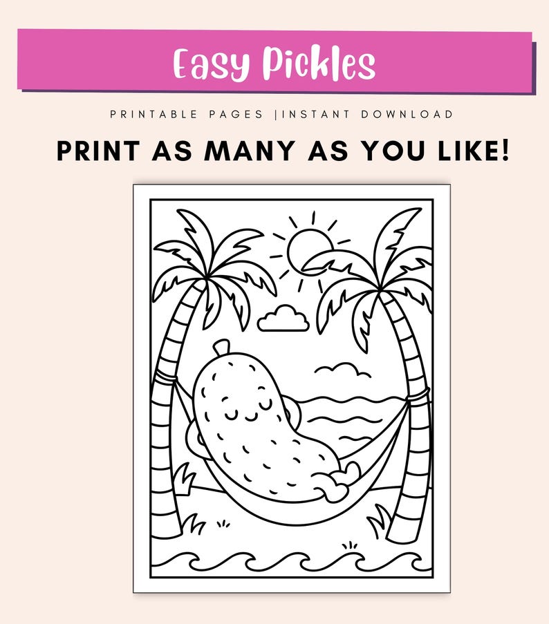 Easy Pickle Coloring Pages for Kids – Funny Food Characters, Simple ...