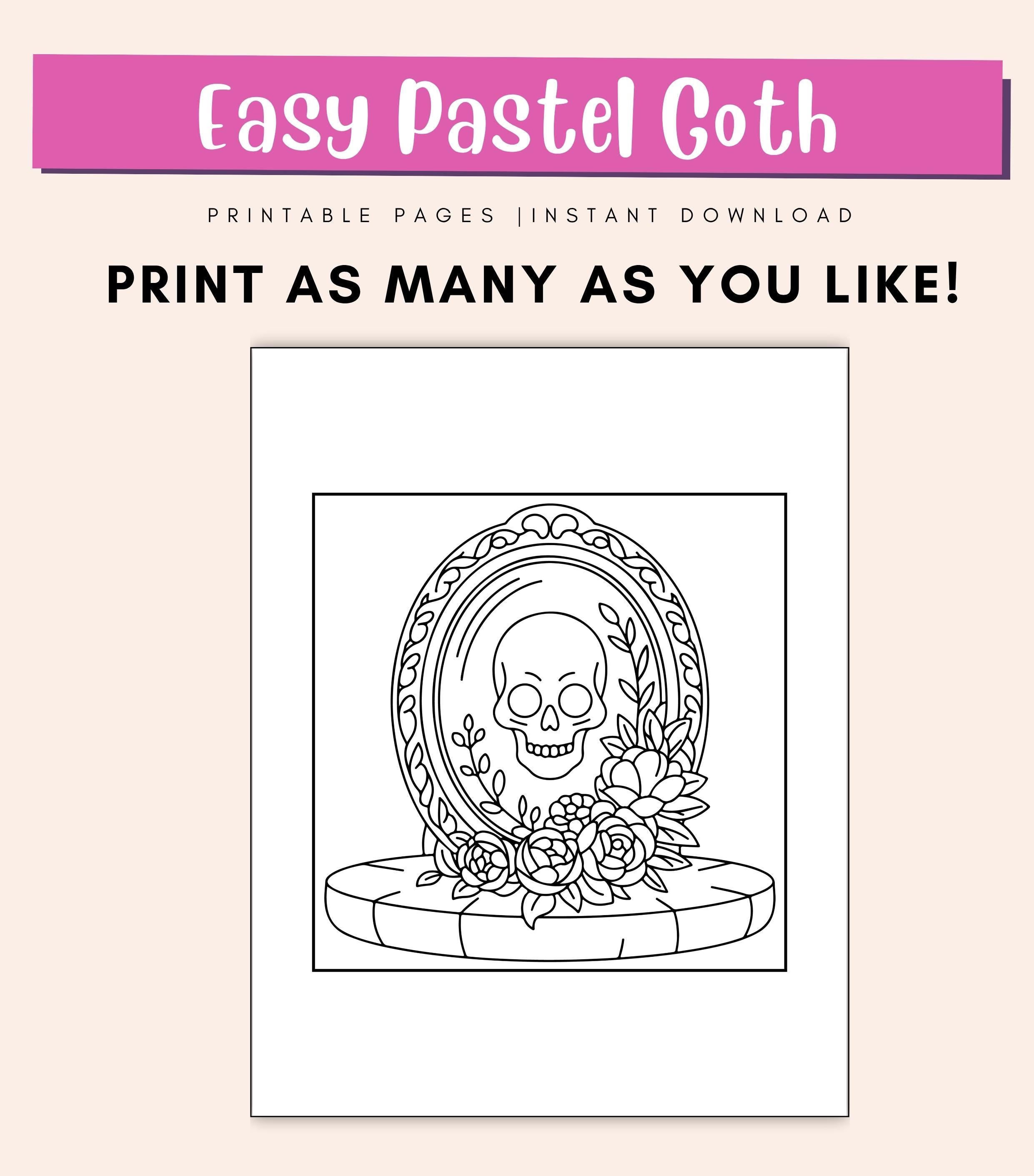 Pastel Goth Coloring Pages for Kids and Adults - Cute Creepy Kawaii ...