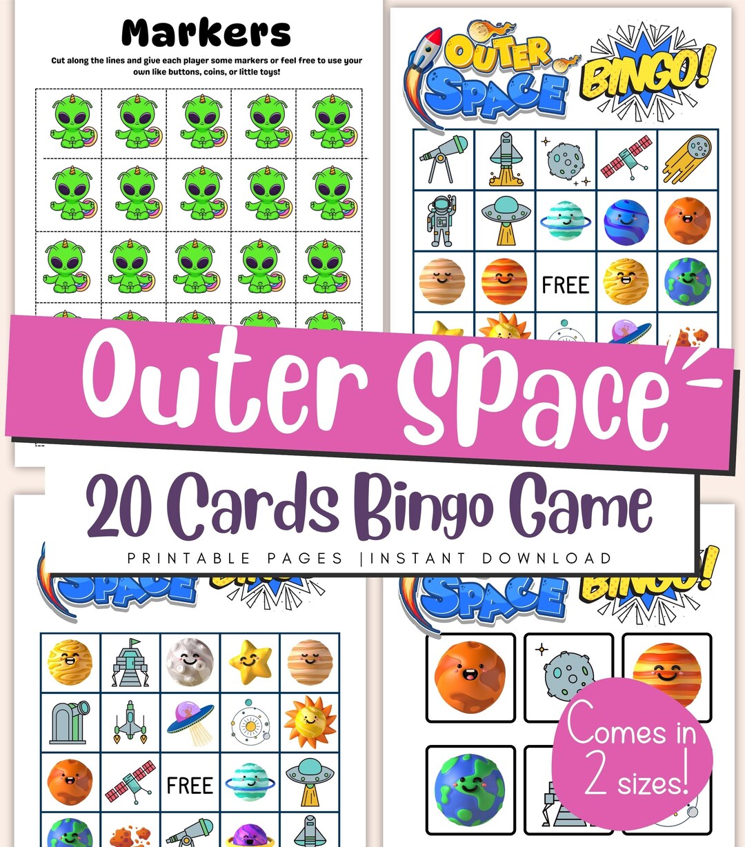 Outer Space Bingo for Kids – Printable Cosmic Adventure, Fun Astronaut ...