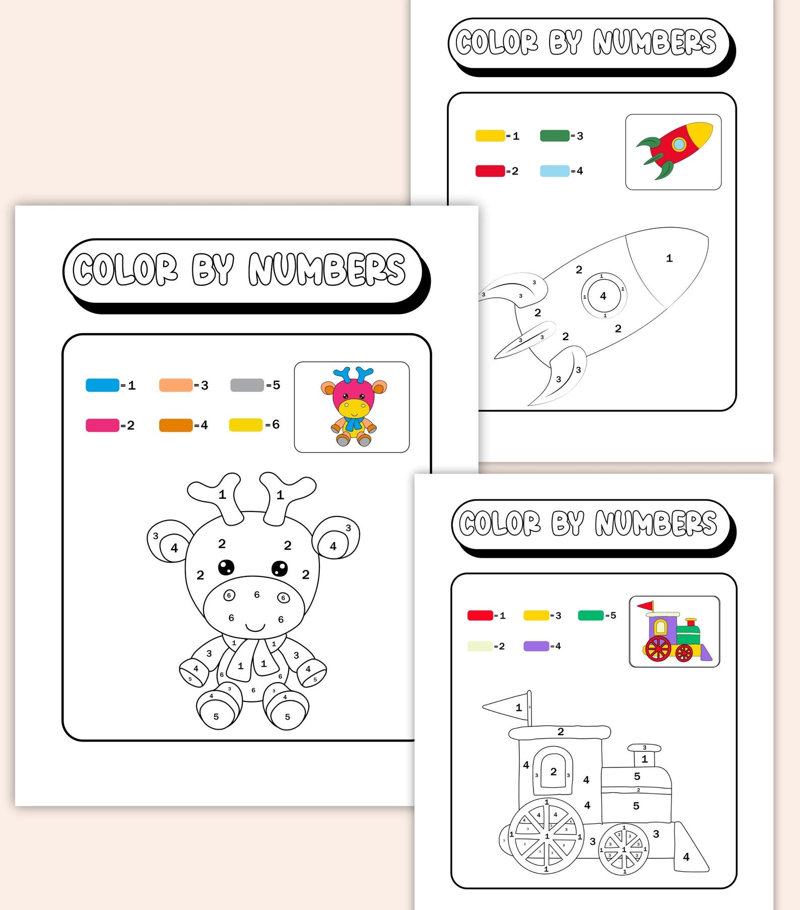 Color by Numbers for Kids: Easy Painting Activity Book Printable ...