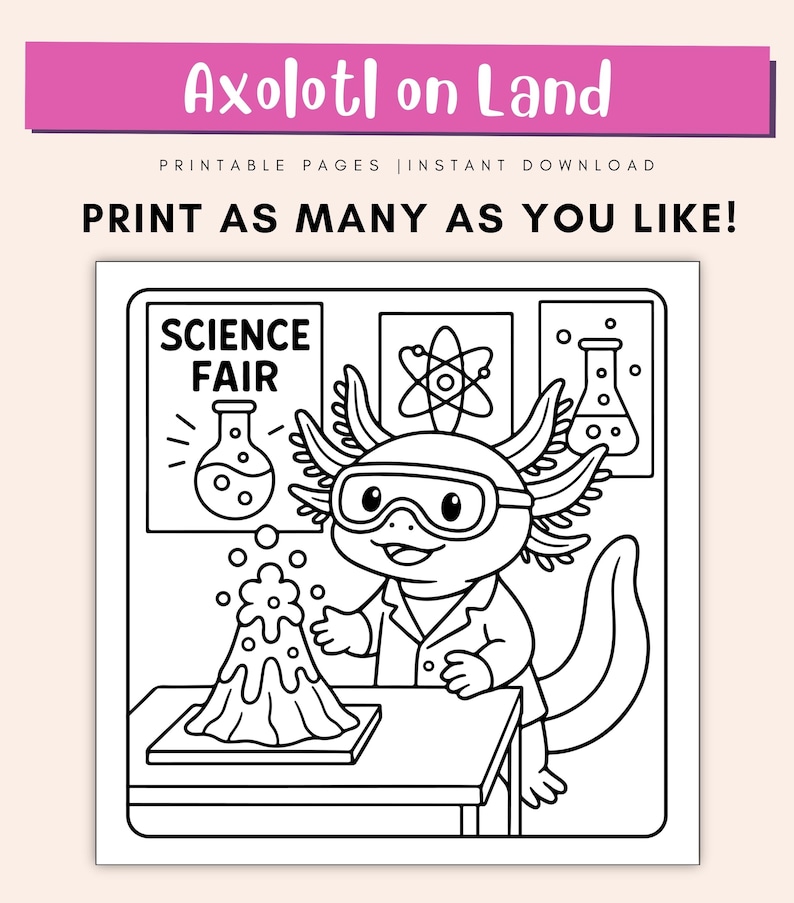 Axolotl on Land Coloring Pages for Kids – Funny Amphibian Adventures ...