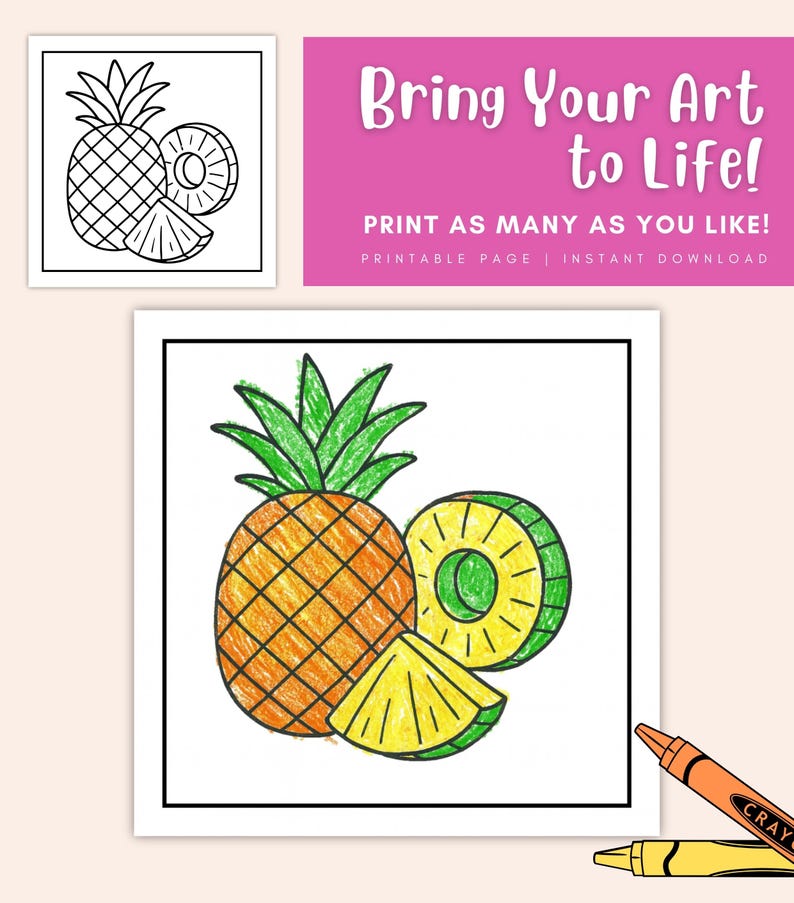 Bold Easy Fruit Coloring Pages for Kids & Adults – Simple Fun Produce ...