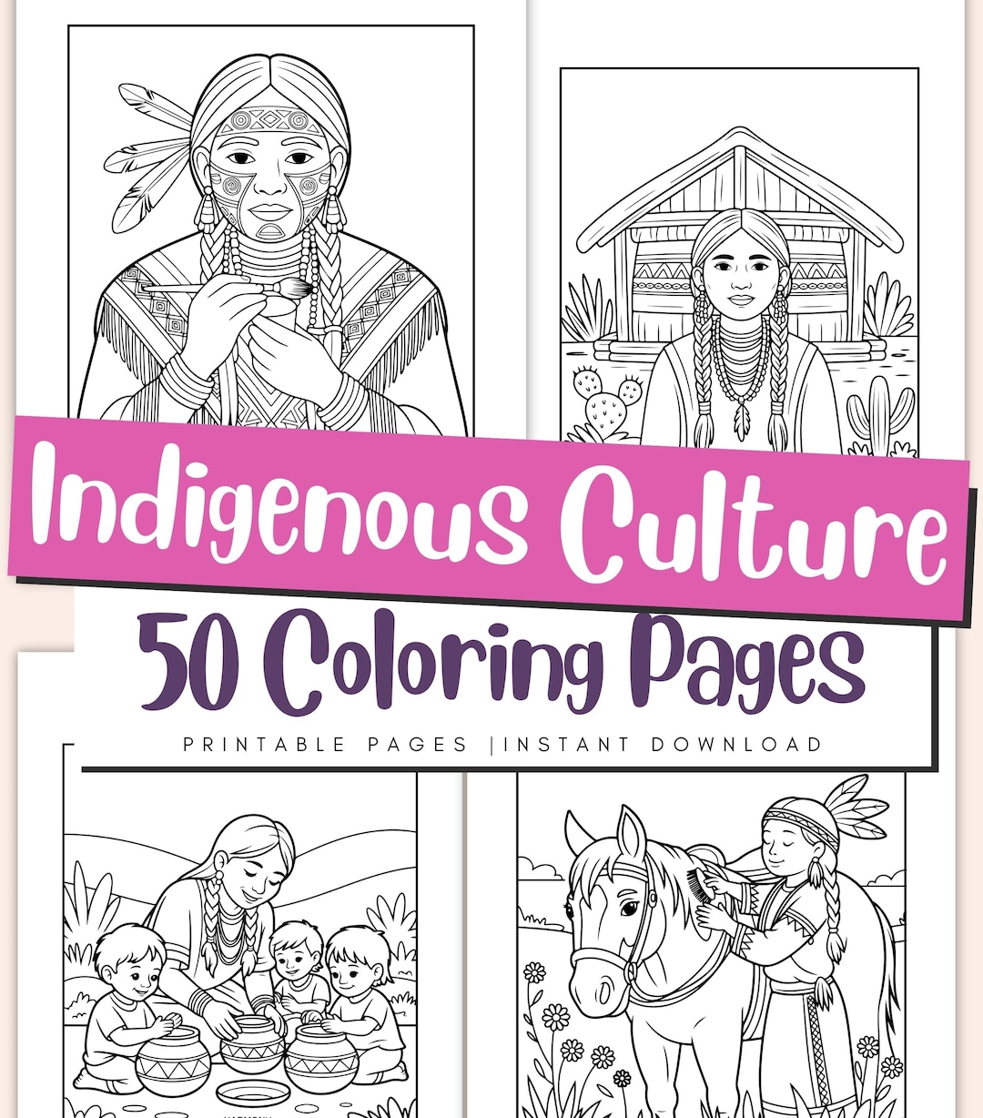 Indigenous Culture Coloring Pages for Kids & Adults: Native Traditions ...