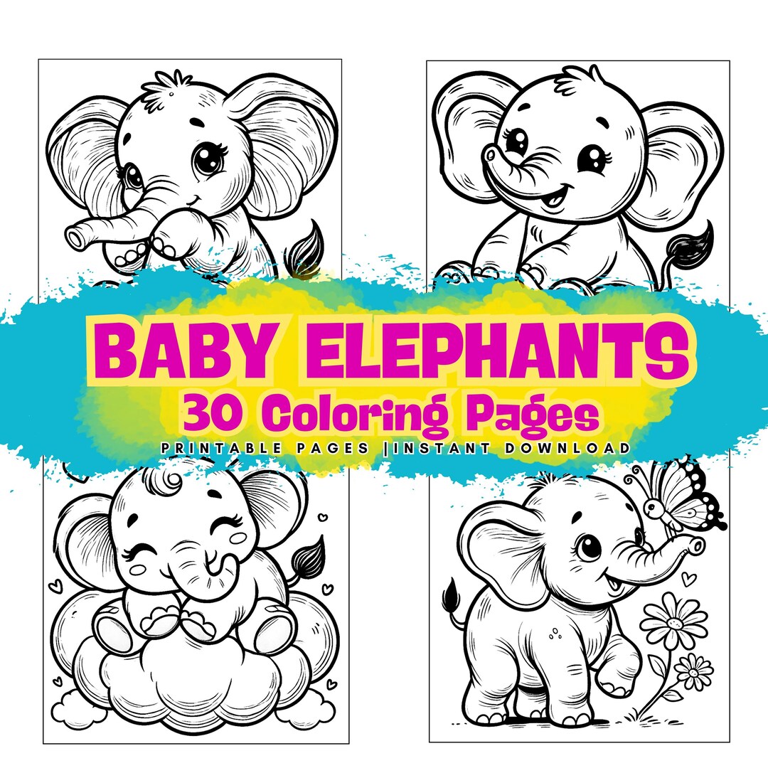 Cute Baby Elephants Coloring Pages for Kids, Elephant Printables ...