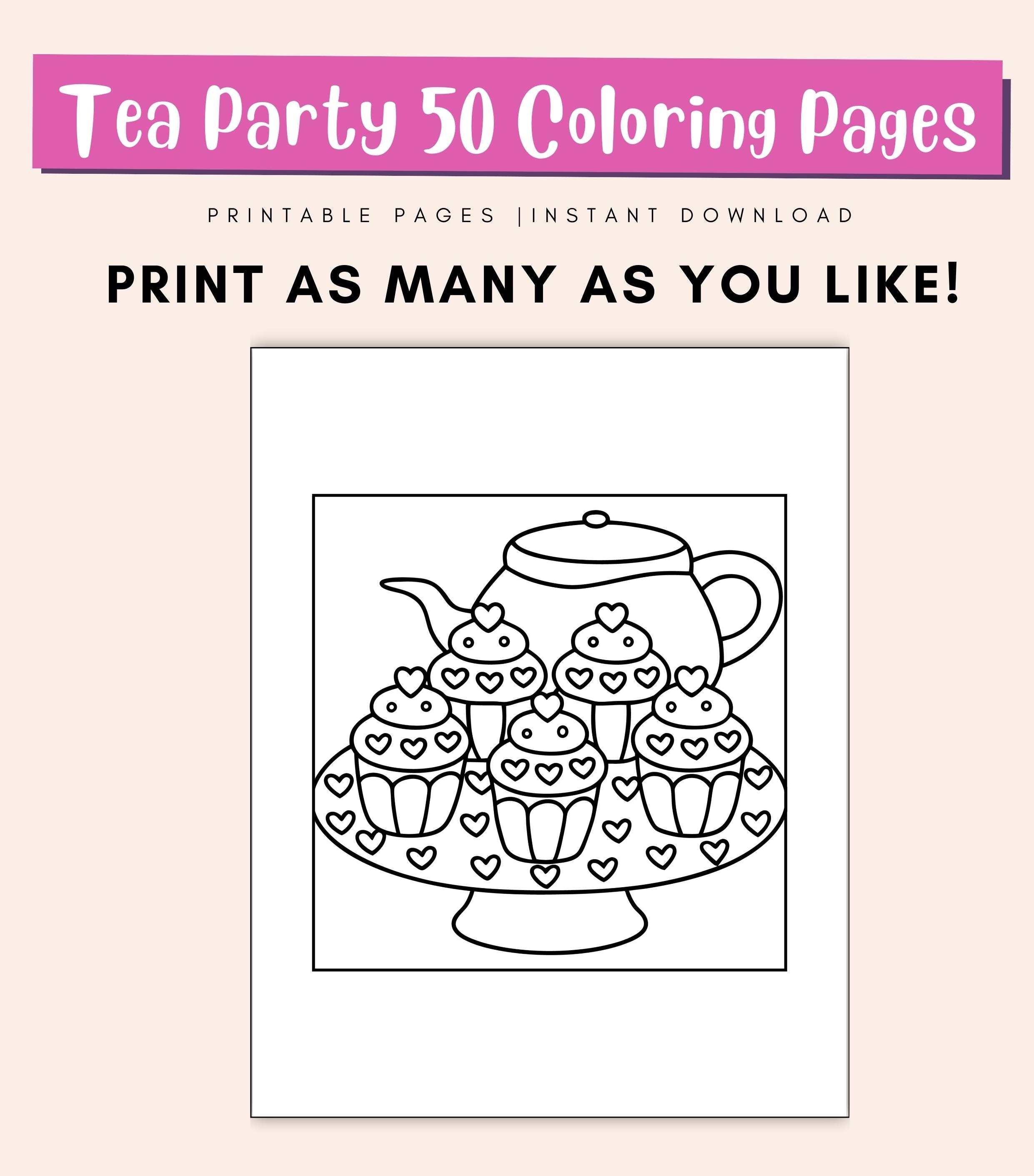 Tea Party Coloring Pages for Kids – Easy Printable Activity Sheets ...