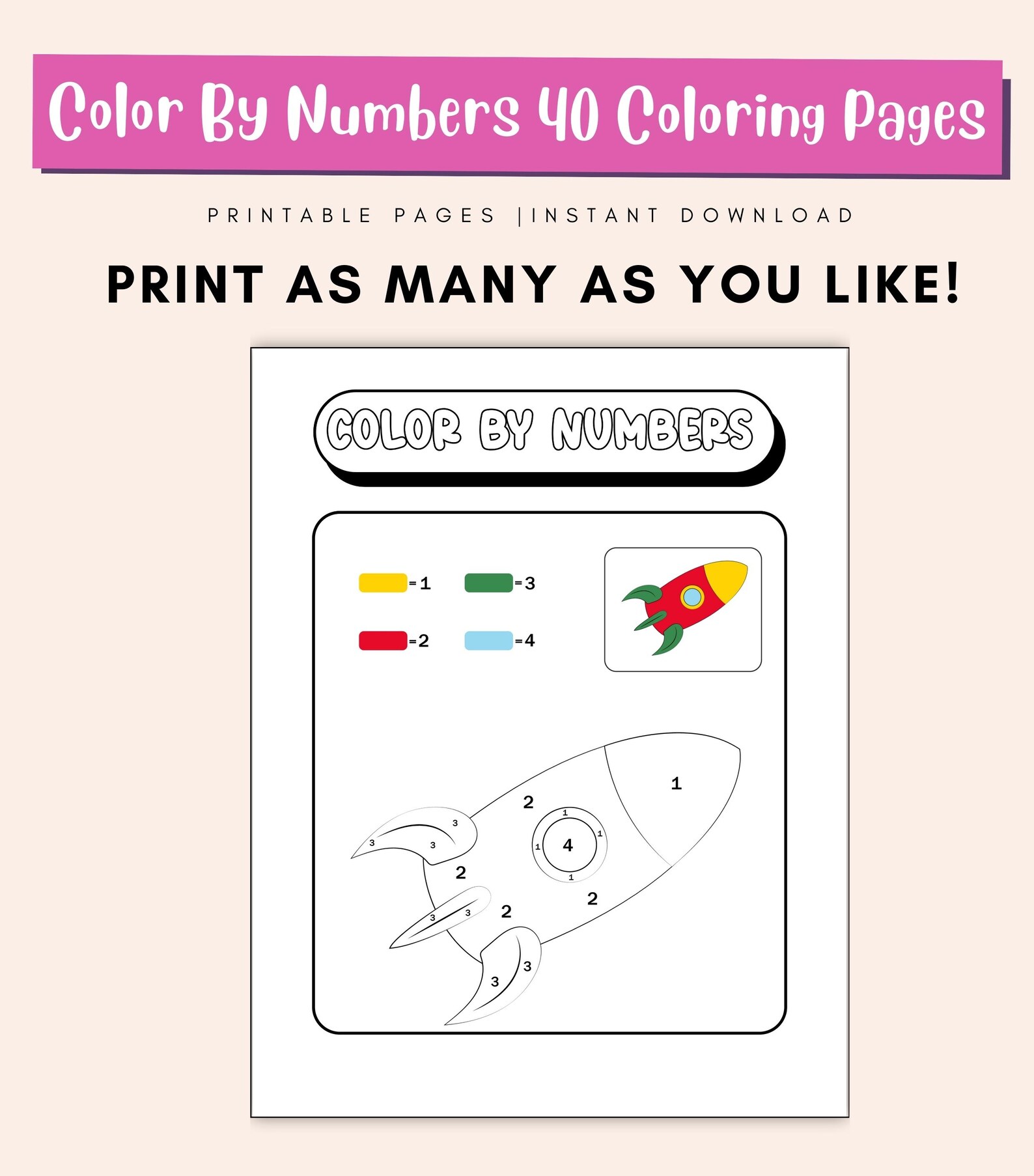 Color by Numbers for Kids: Easy Painting Activity Book Printable ...