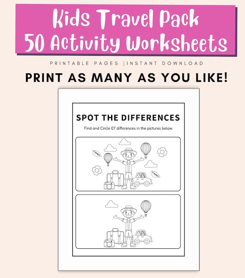 Travel Activities for Kids – Printable Road Trip Worksheets Bundle ...