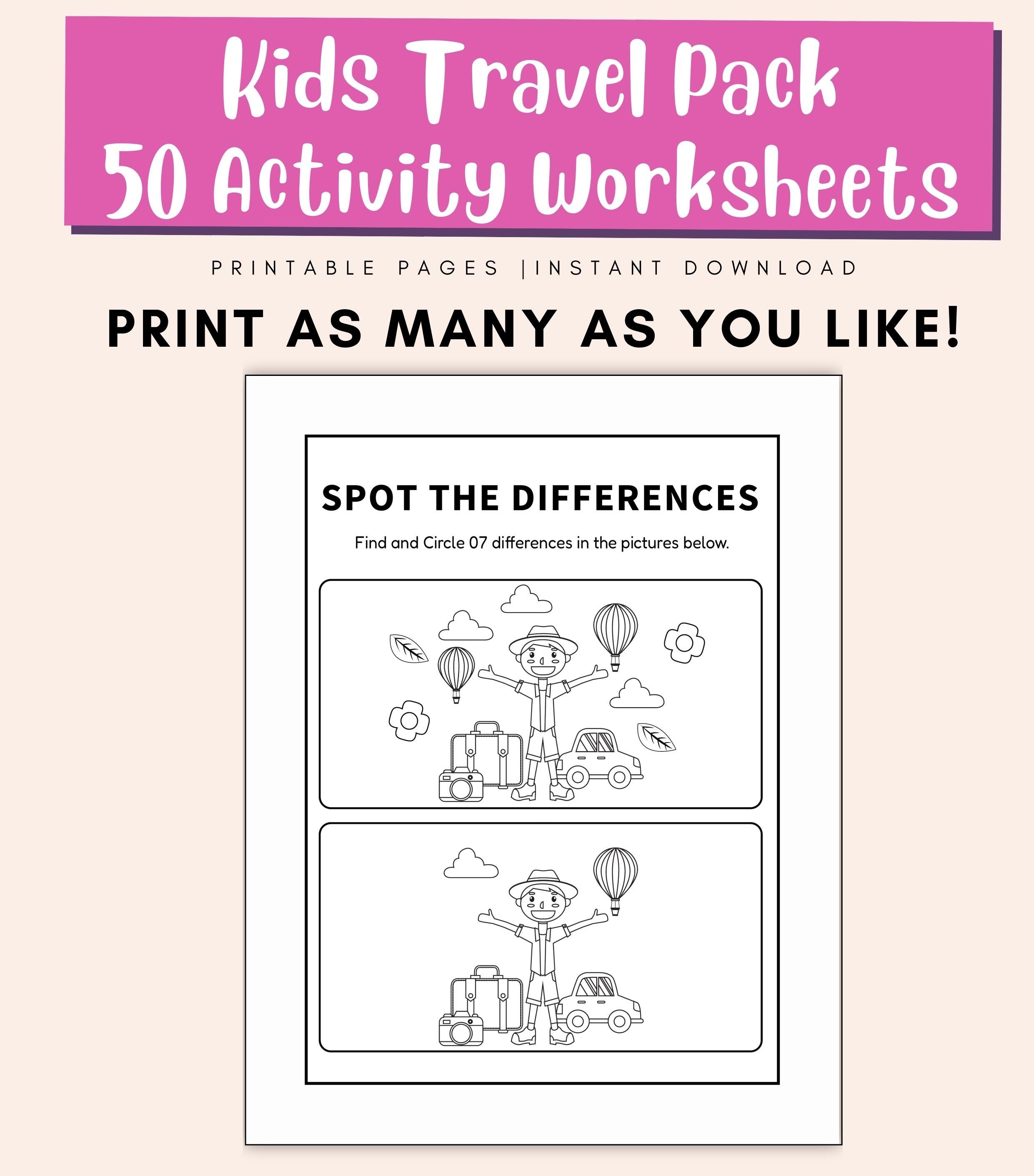 Travel Activities for Kids – Printable Road Trip Worksheets Bundle ...