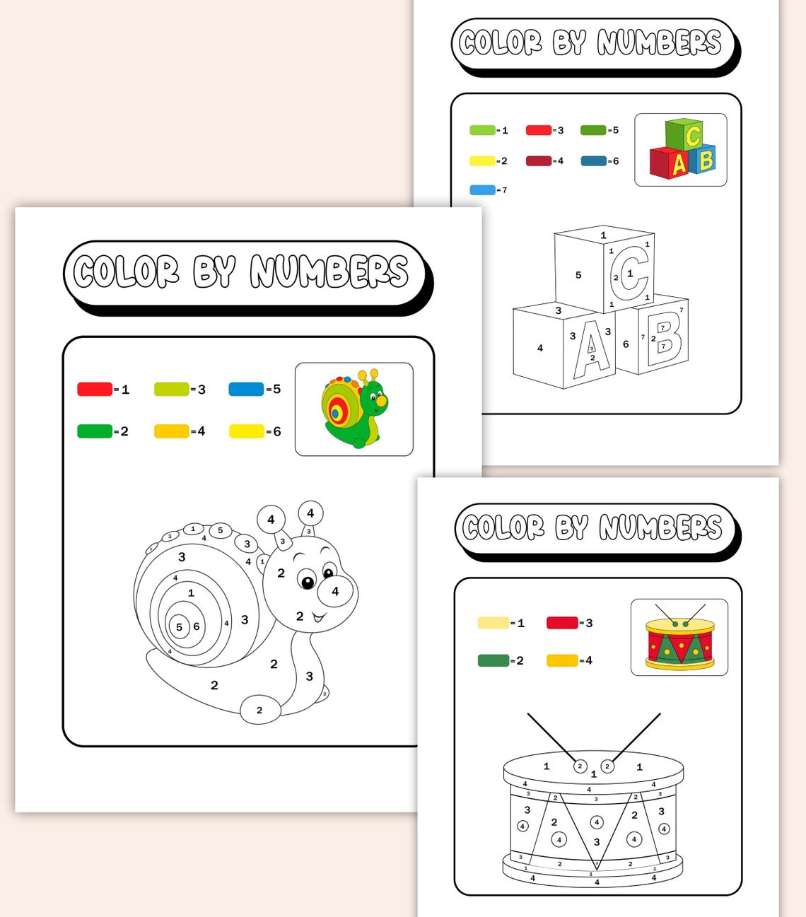 Color by Numbers for Kids: Easy Painting Activity Book Printable ...