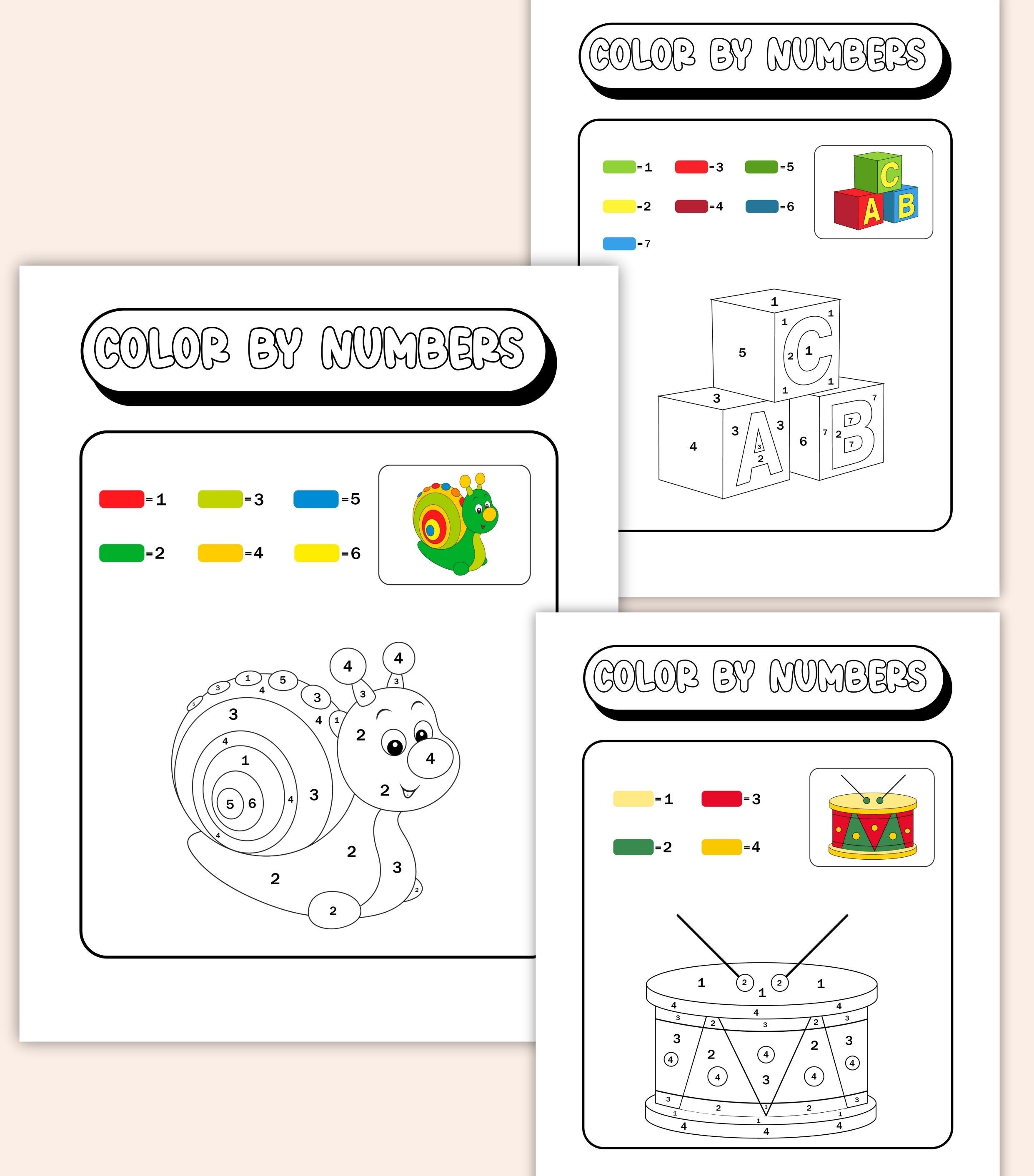 Color by Numbers for Kids: Easy Painting Activity Book Printable ...