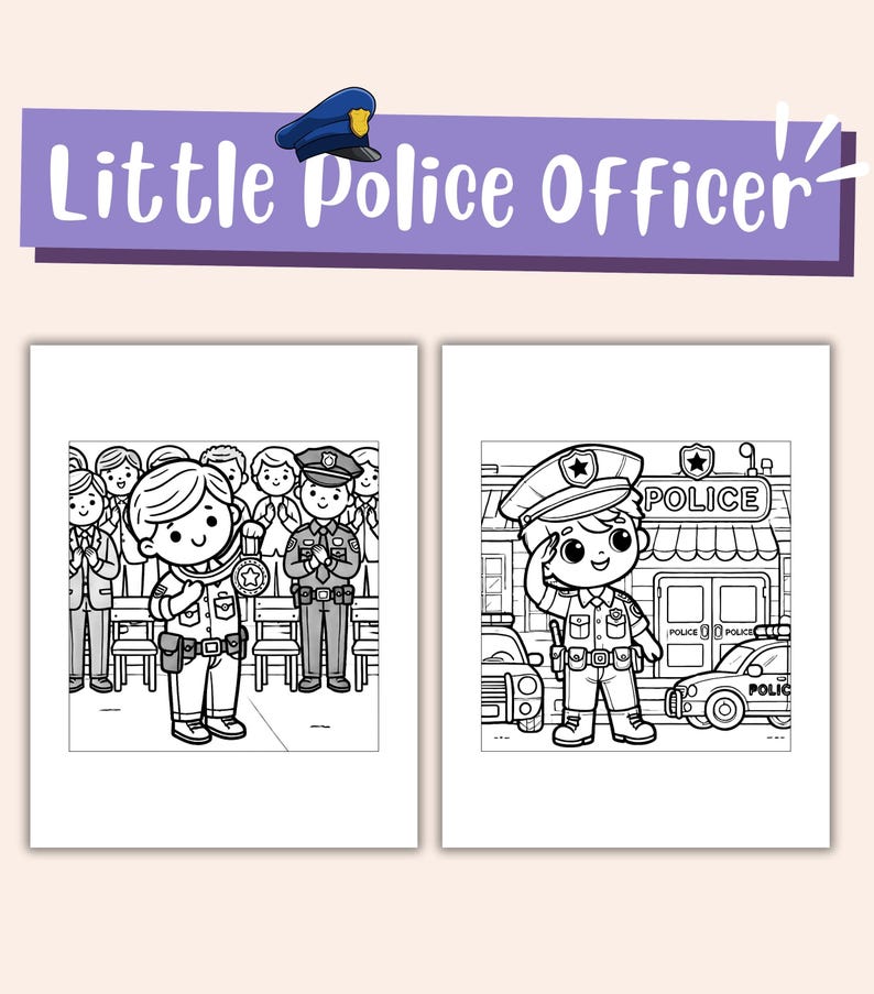 Little Police Officer Coloring Pages for Kids, Police Birthday Party ...