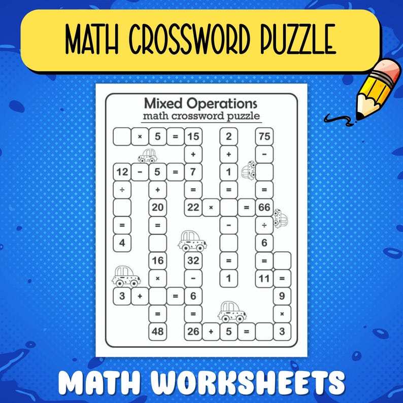 Mixed Operations Math Puzzle for Kids - Grade 3 & 4 Printable Crossword ...
