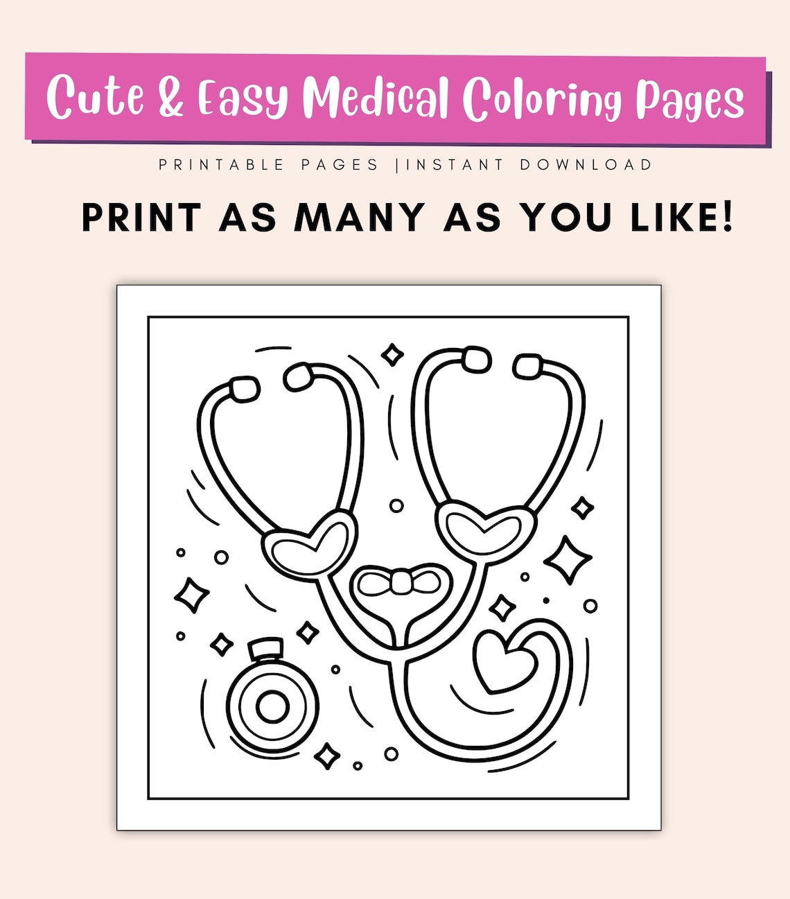 Cute & Easy Medical Coloring Pages for Kids, Nurse Coloring Book ...