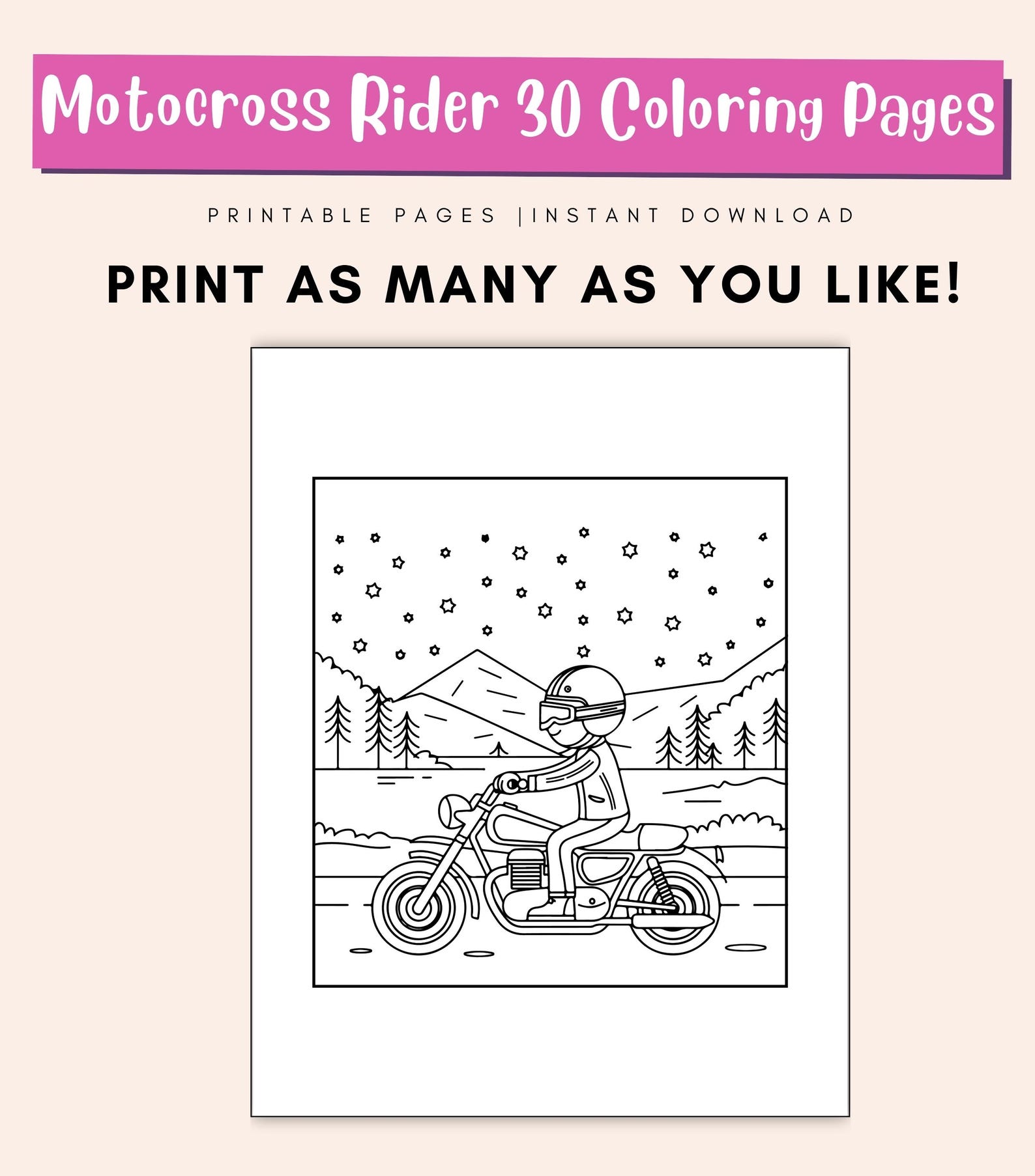 Motocross Coloring Pages for Kids: Dirt Bike Racing Printable Activity ...