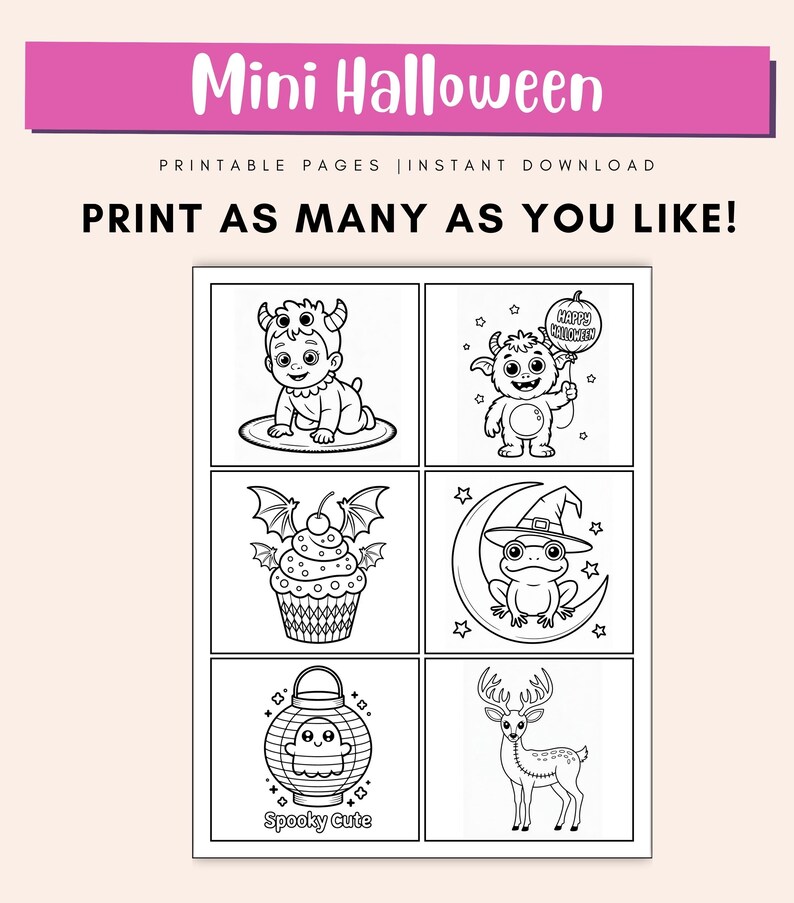Mini Halloween Coloring Pages for Kids – Bold & Easy Spooky Scenes, Fun ...