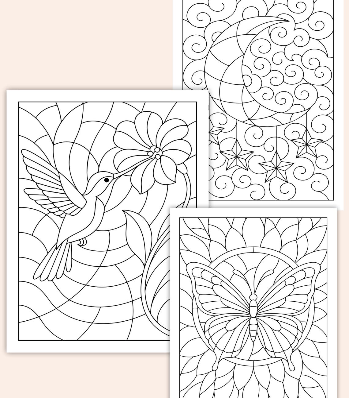 Easy Stained Glass Coloring Pages for Adults & Kids – Simple Color-by ...