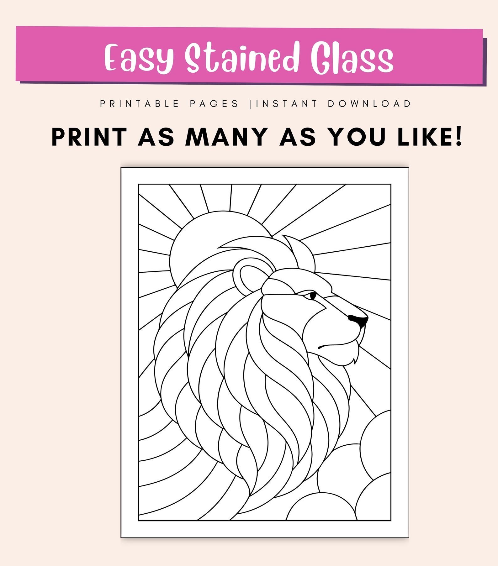 Easy Stained Glass Coloring Pages for Adults & Kids – Simple Color-by ...