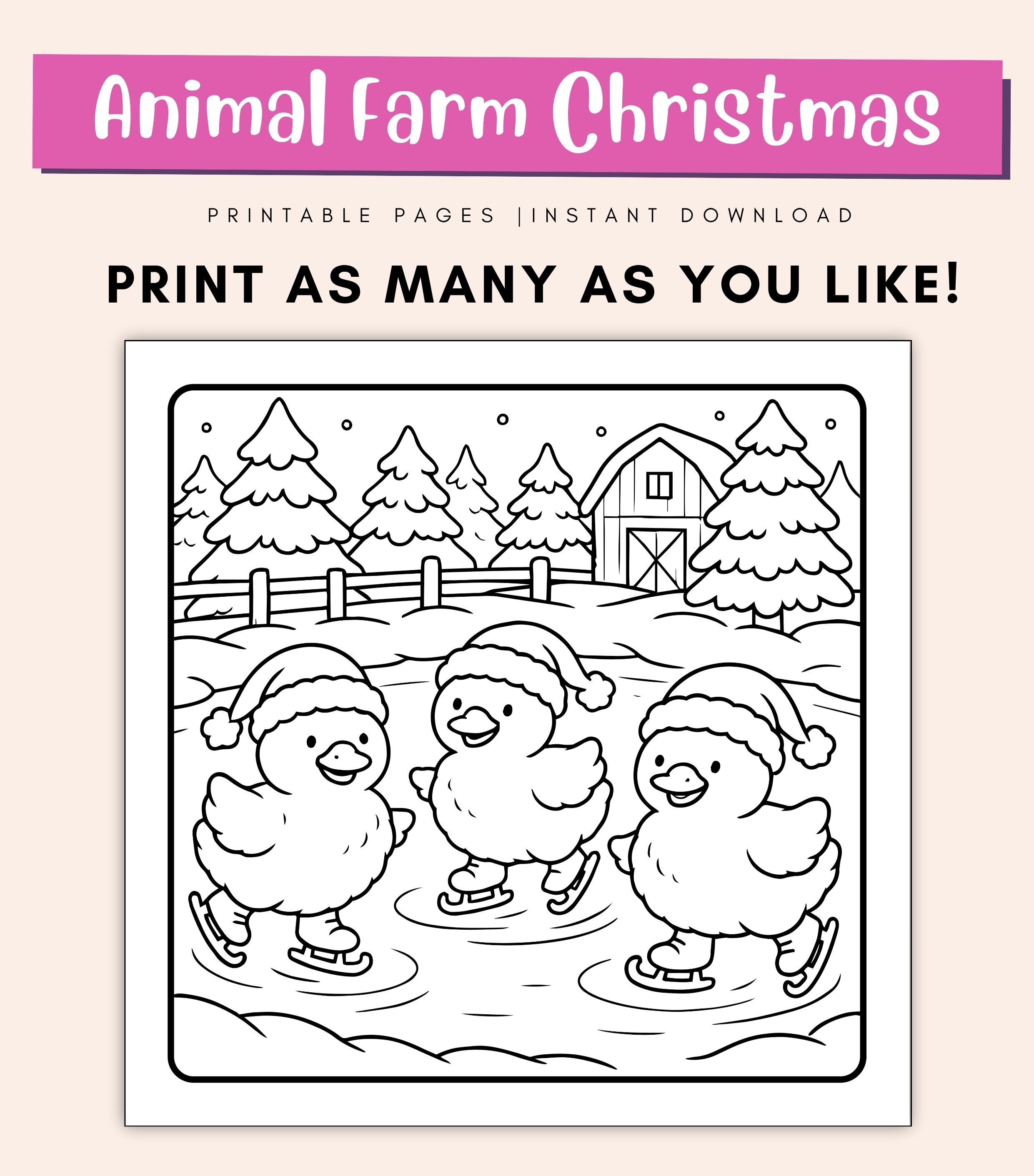 Animal Farm Christmas Coloring Pages – Festive Barnyard Fun & Holiday ...