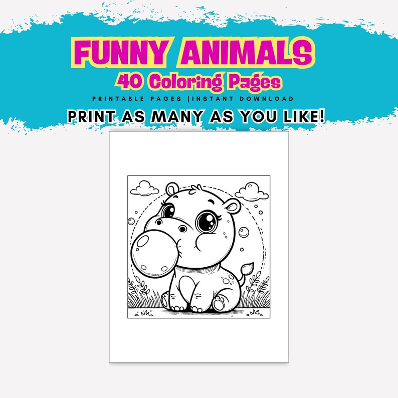 Cute Animals Coloring Pages for Kids, Funny Printable Activity Sheets ...
