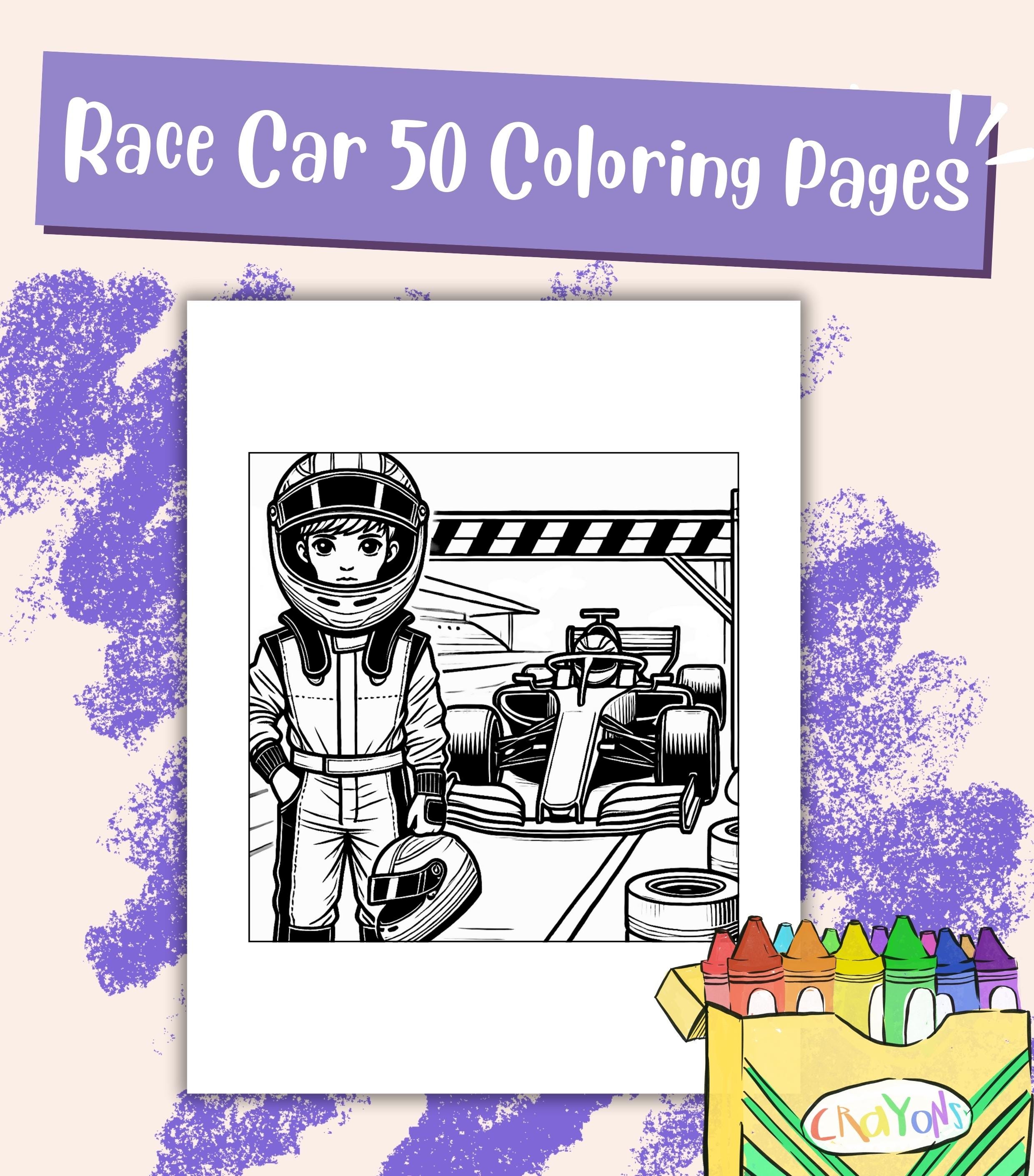 Race Car Printable Coloring Pages for Kids, Birthday Party Car Theme ...