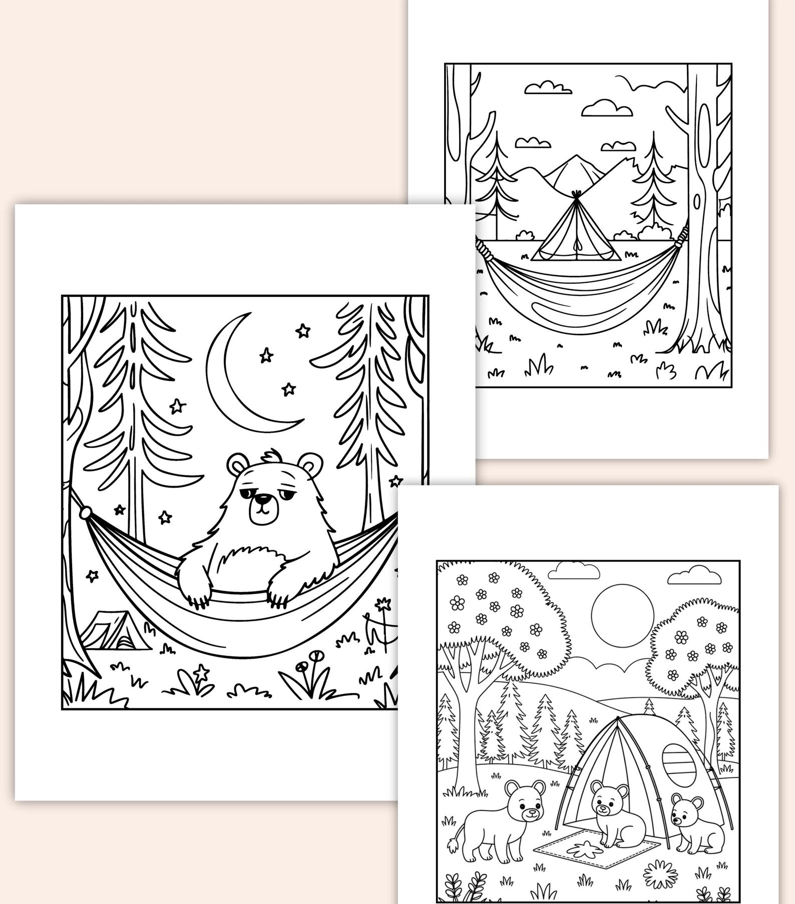 Camping Coloring Pages for Kids, Nature Camp Printables (PDF) - Etsy