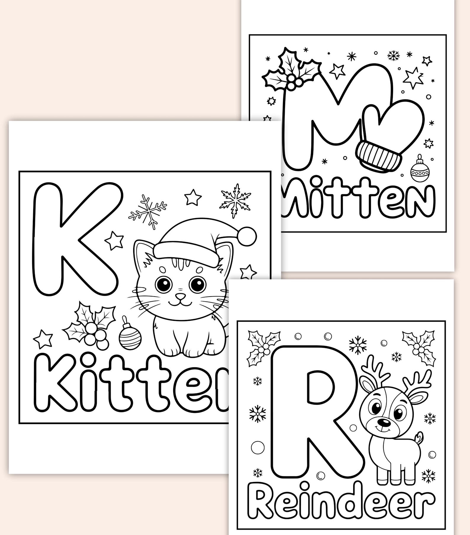 Christmas ABC Coloring Pages for Kids: Digital Download for Toddlers ...