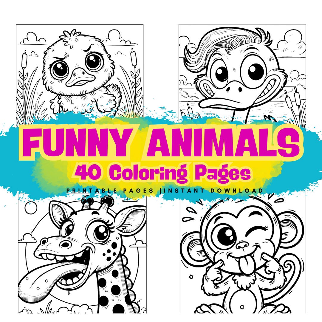 Cute Animals Coloring Pages for Kids, Funny Printable Activity Sheets ...