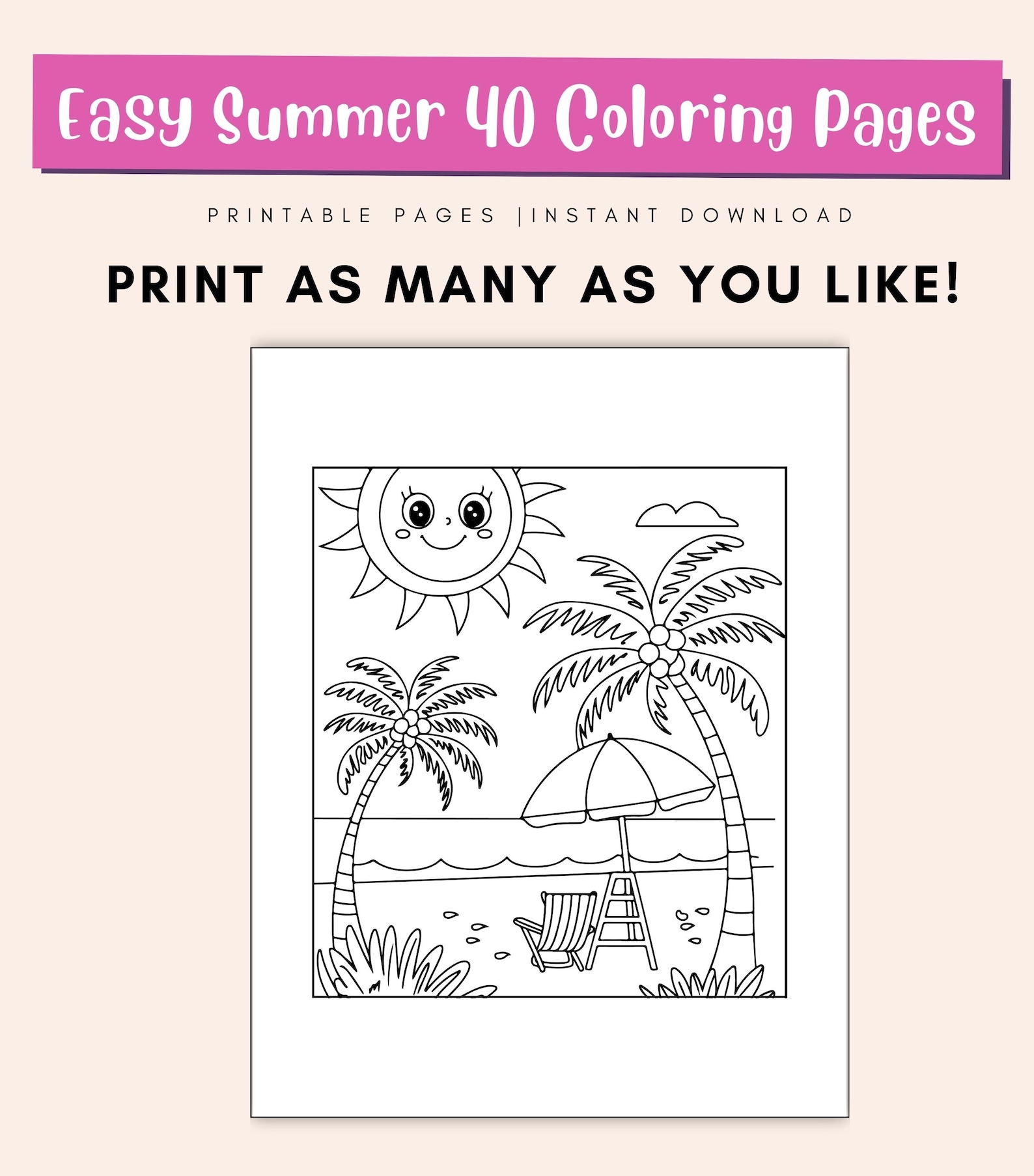 Easy Summer Coloring Pages for Kids – Bold & Simple Activity Book – Fun ...