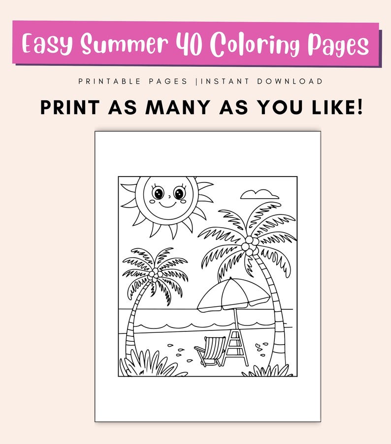 Easy Summer Coloring Pages for Kids – Bold & Simple Activity Book – Fun ...