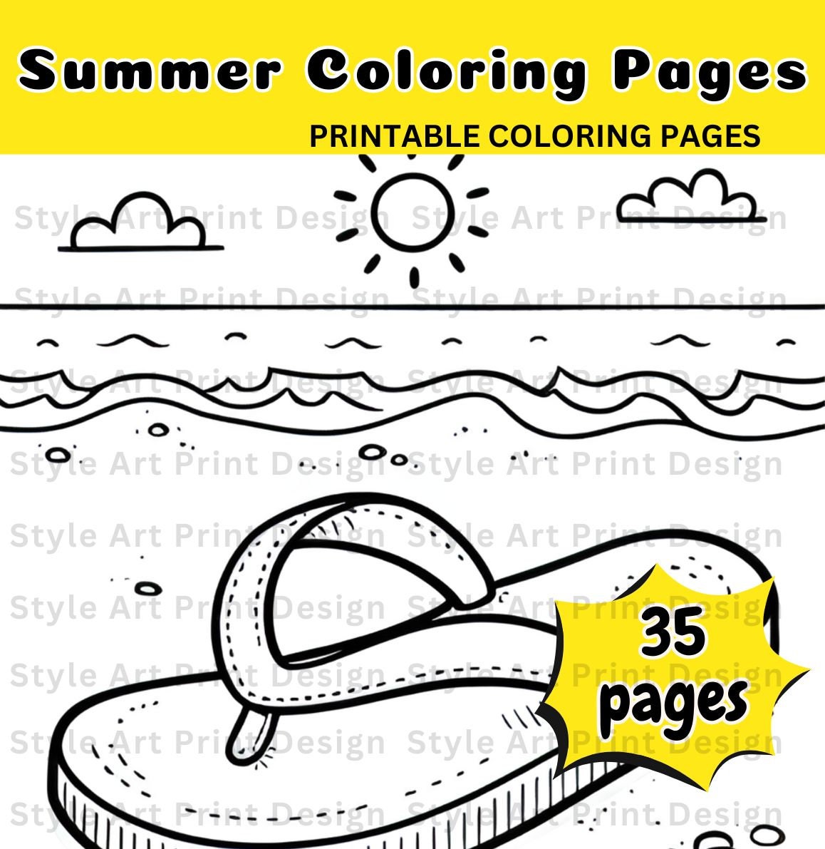 Summer Printable 35 Coloring Pages for Kids, Toddlers, Preschoolers ...