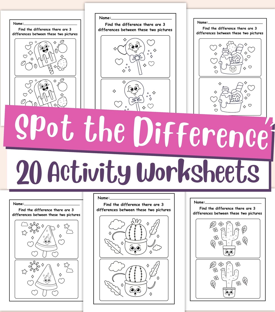 Spot the Difference Worksheets for Kids: Printable Preschool Activity ...