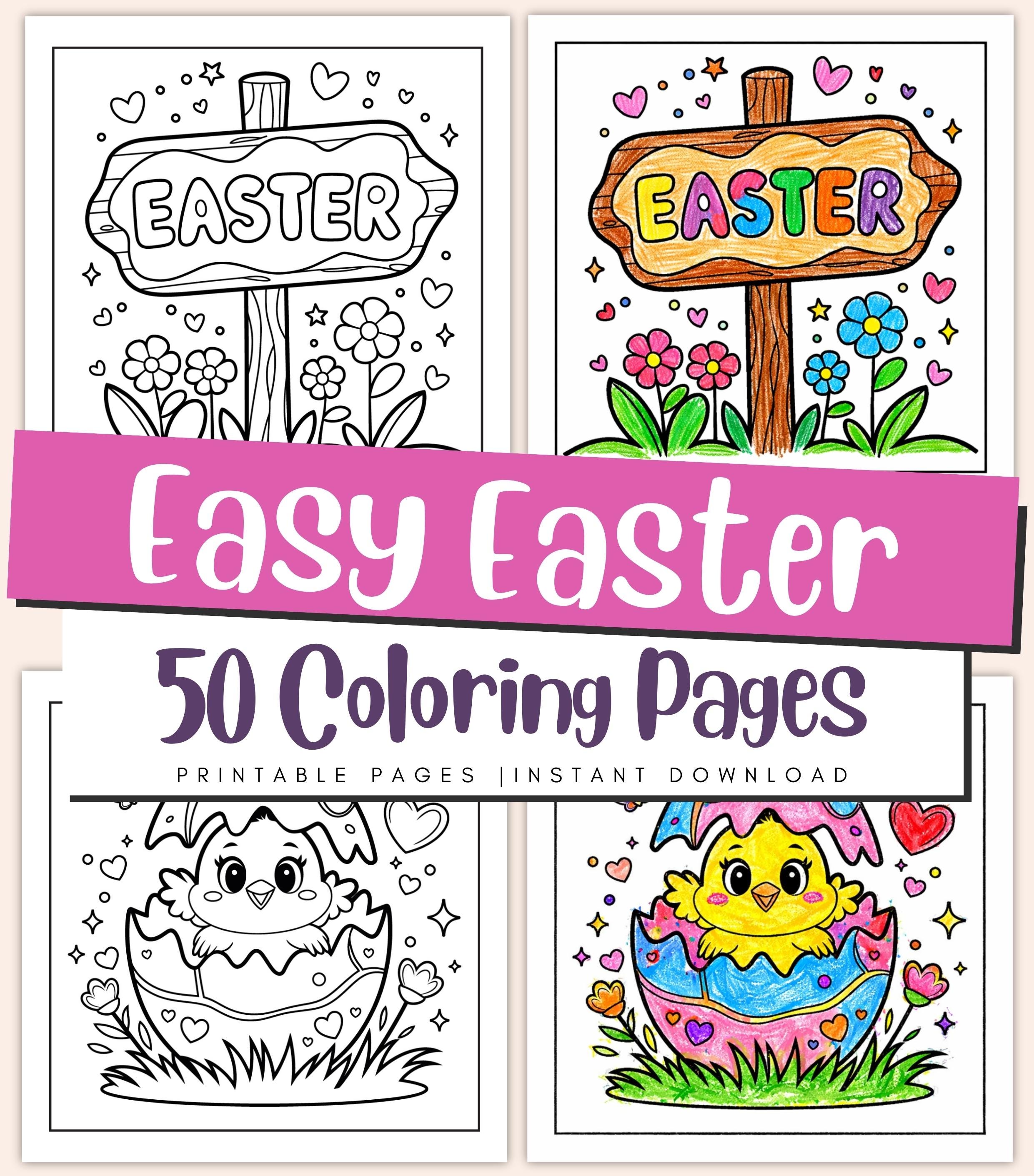 Easy Easter Coloring Pages for Kids - Simple Spring Holiday Printables ...
