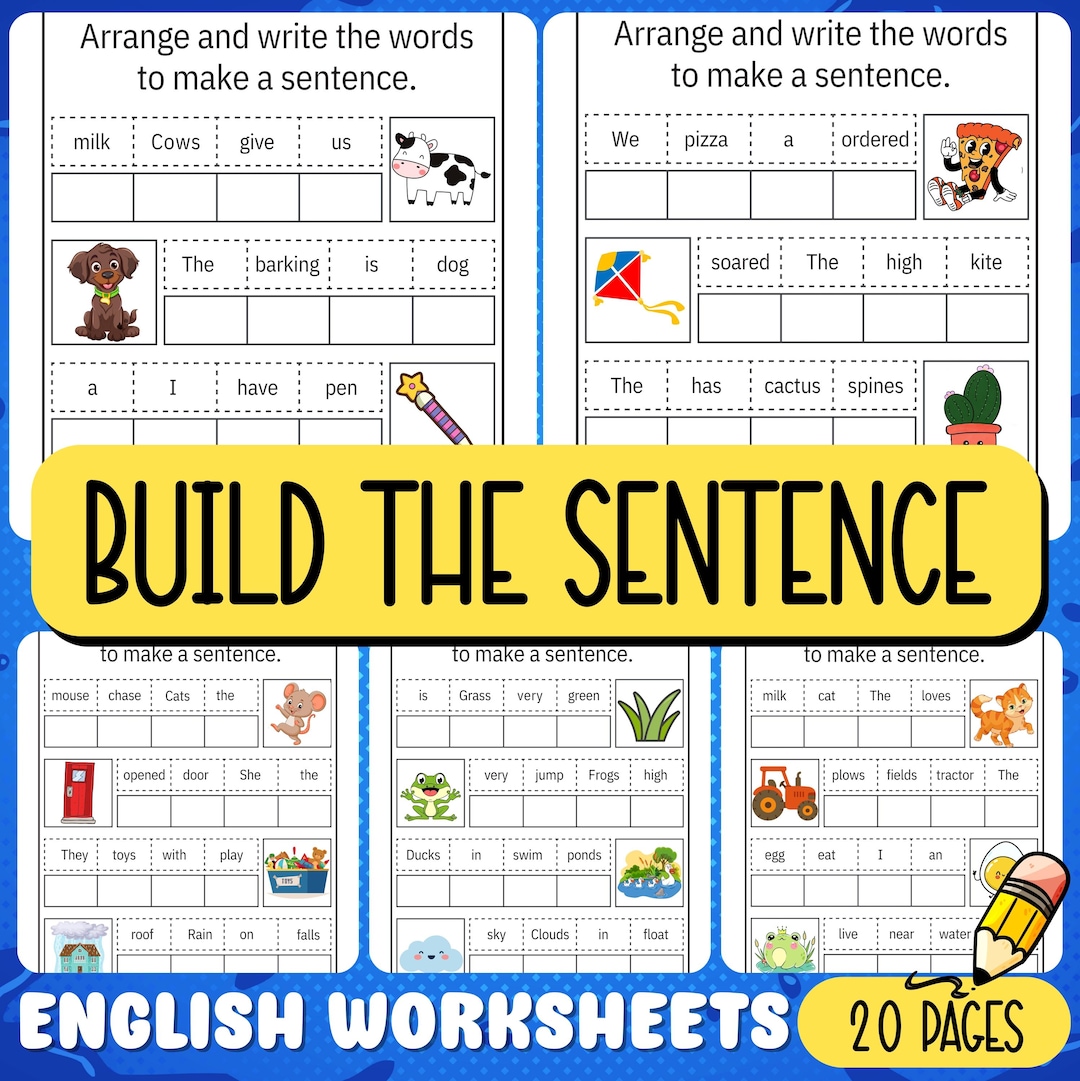 Build the Sentence Worksheets for Kids – Printable Reading and Writing ...