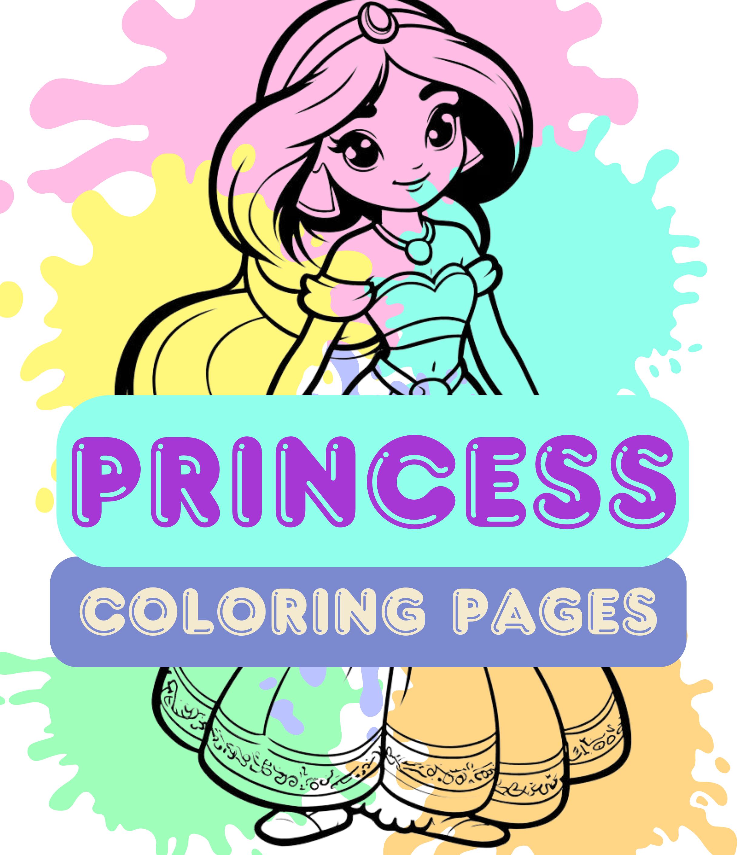Cute Princess Coloring Book, Cartoon Princess Activity Book, Kids Gift ...