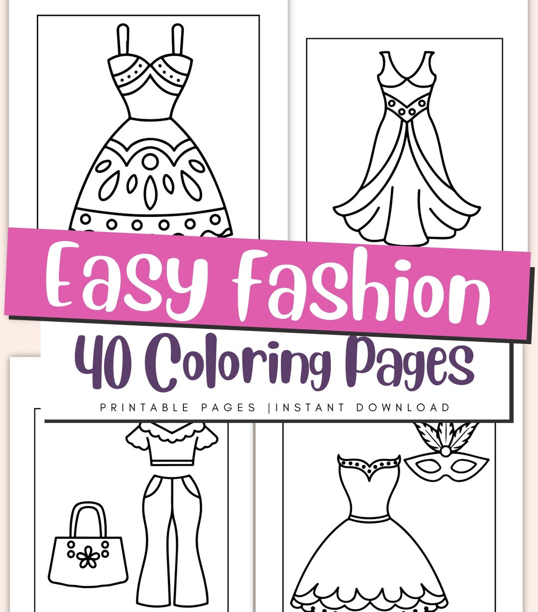 Asy Fashion Coloring Pages for Kids - Dresses Shoes Accessories ...