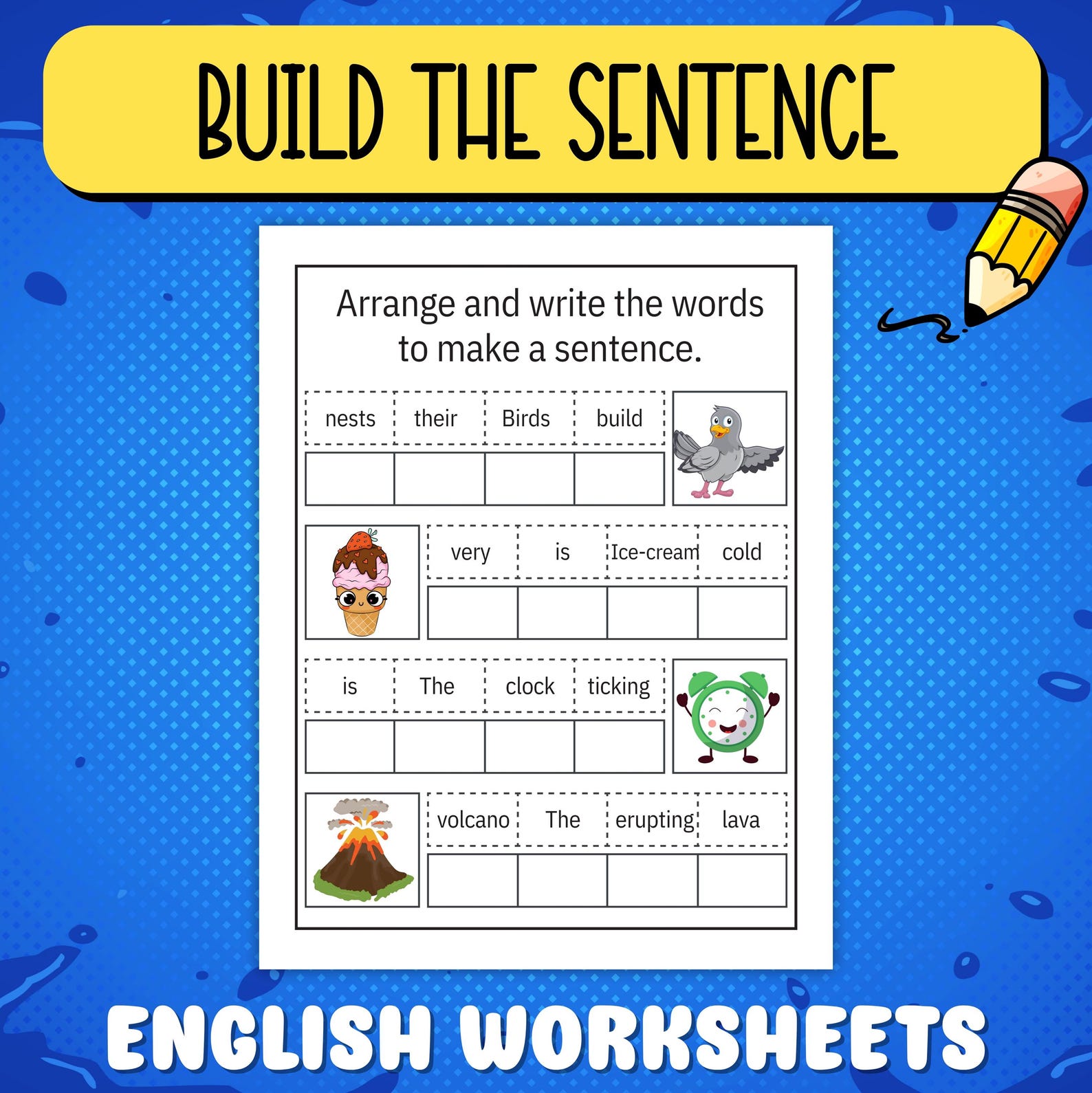Build the Sentence Worksheets for Kids: Cut & Paste Literacy Activity ...