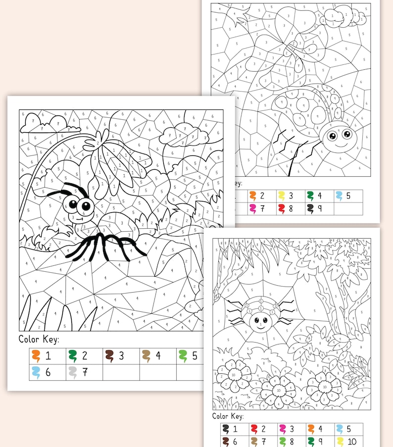 Spring Color by Number for Kids – Easy Coloring Worksheets, Printable ...