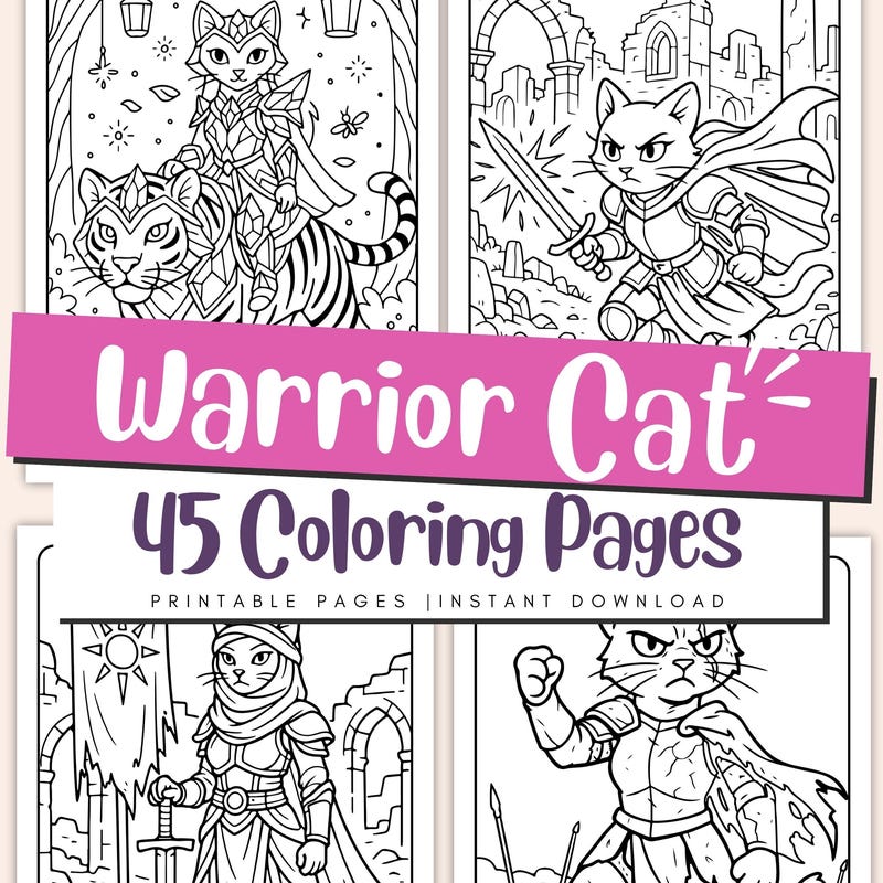 Warriors Cat Coloring - Etsy