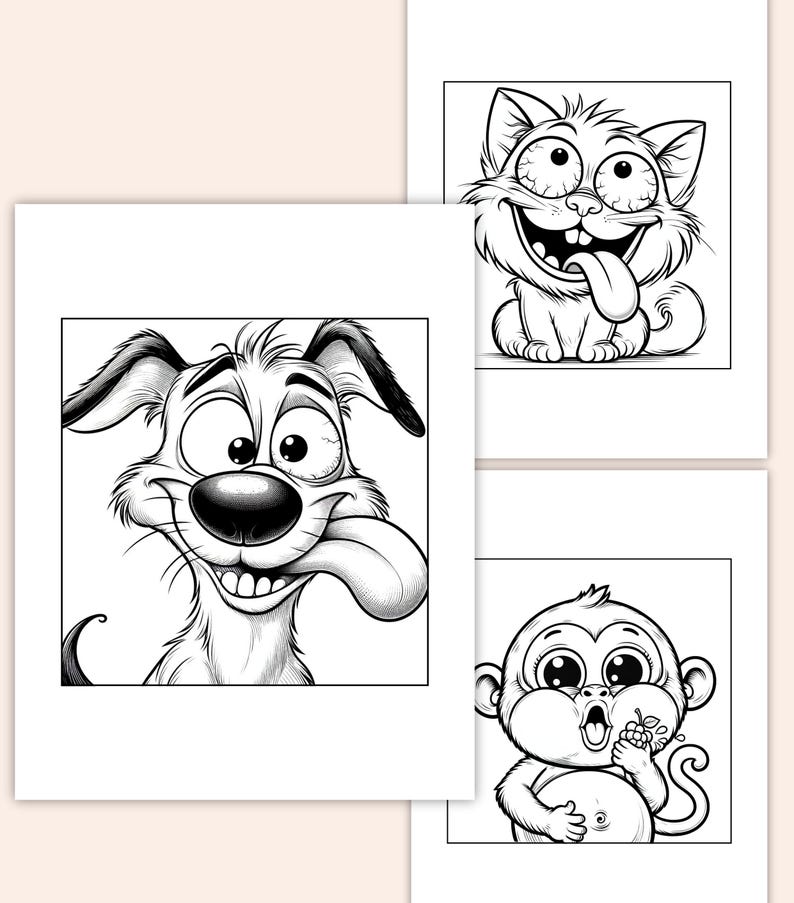 Funny Animal Coloring Pages for Kids & Adults: Printable Activity Book ...