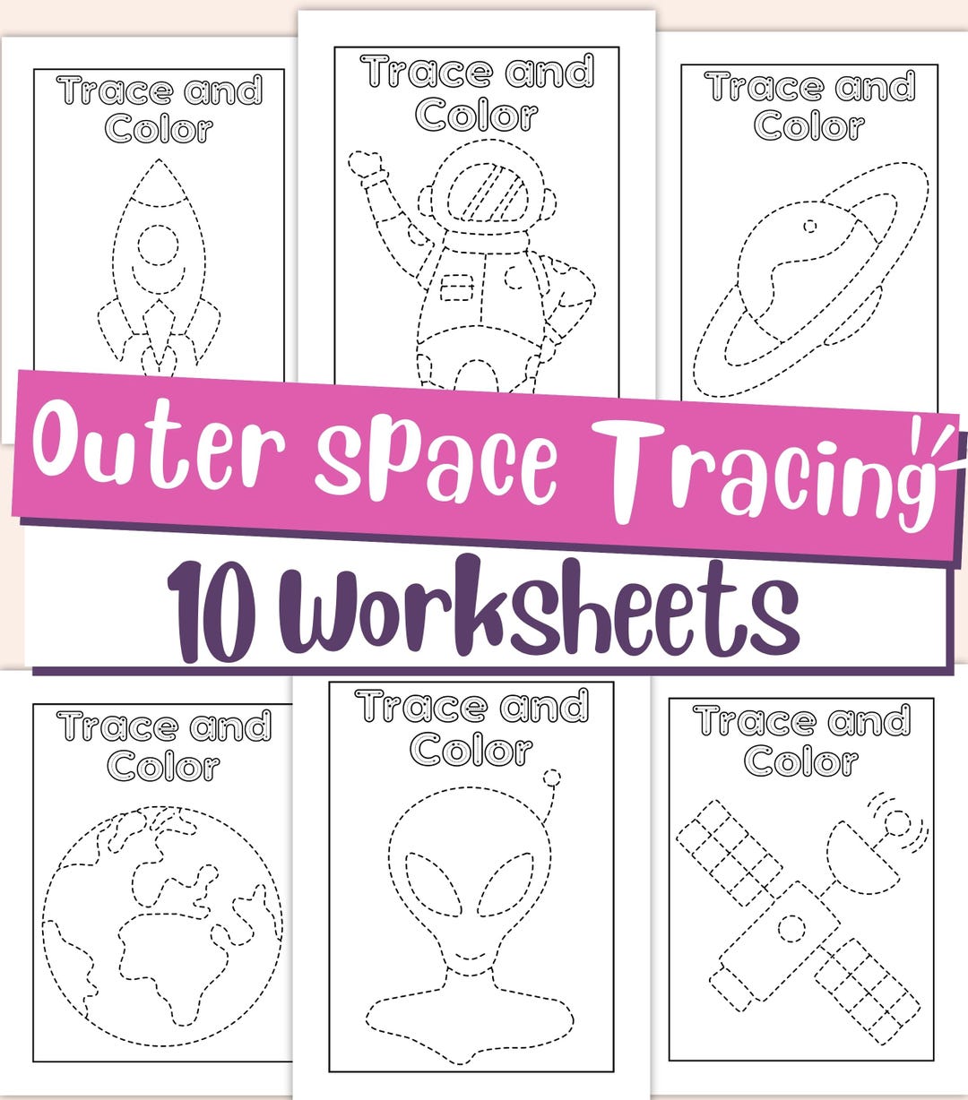 Outer Space Tracing Worksheets for Kids – Astronaut, Rocket & Planet ...