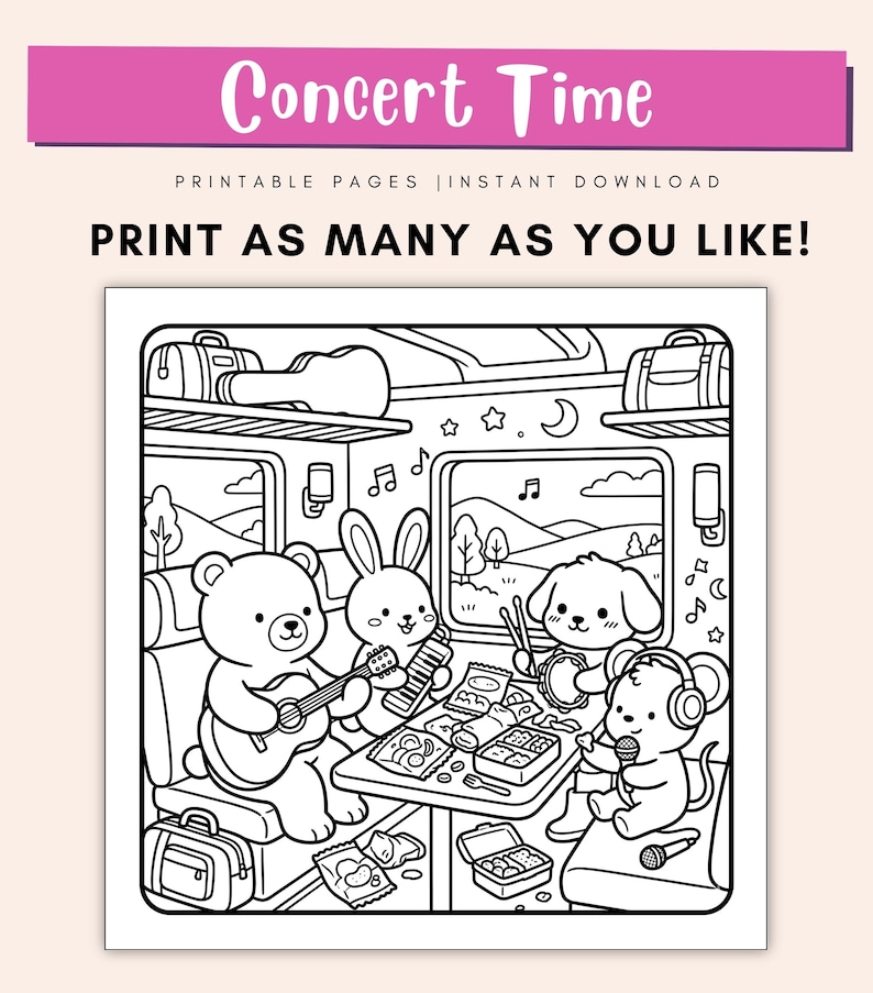 Music Star Coloring Pages for Kids, Singing Superstar Printable PDF ...