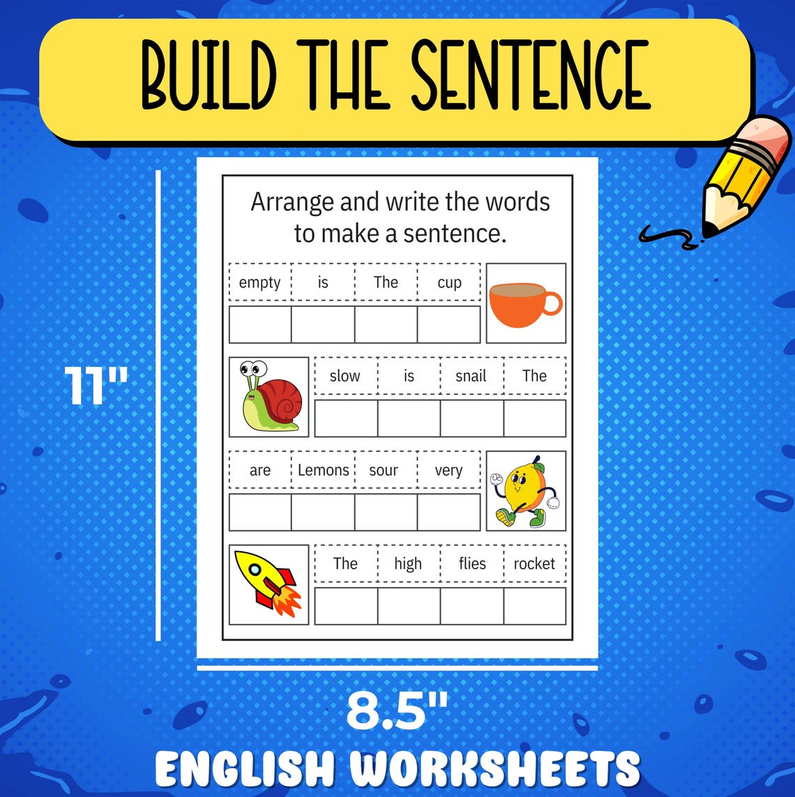 Build the Sentence Worksheets for Kids: Cut & Paste Literacy Activity ...